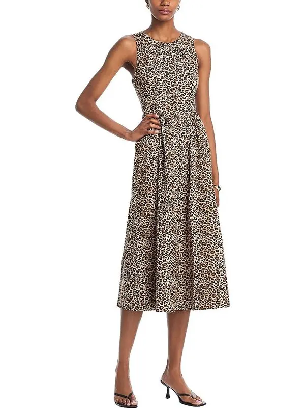 Aqua Sleeveless Animal Print Midi Dress Exclusive - Brown