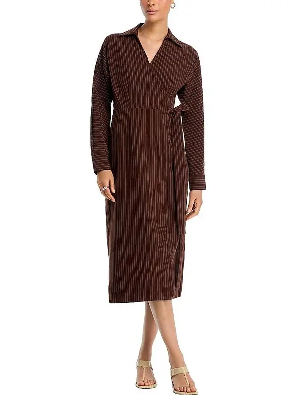 AREA STARS Cass Dress - Brown Pinstripe