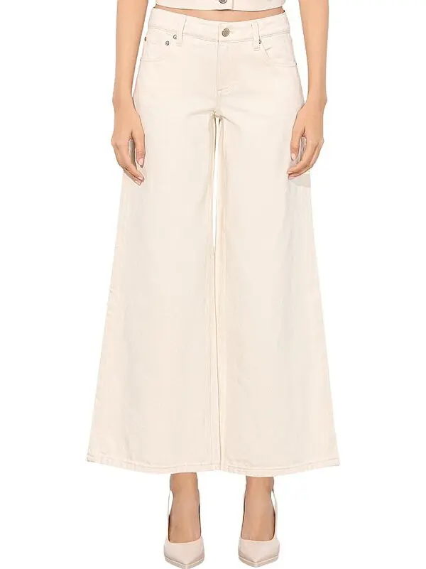 Alice + Olivia Low Rise Cropped Wide Leg Jeans - Natural