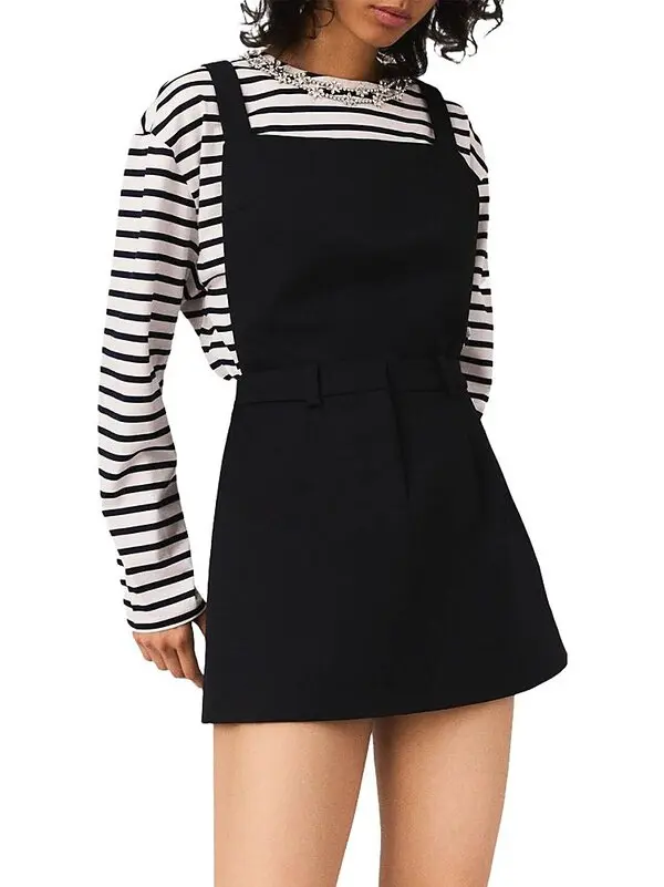 Maje Pinafore Strap Dress - Navy