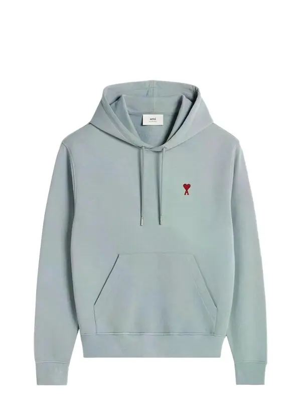 AMI Paris De Coeur-embroidered Hoodie - Blue