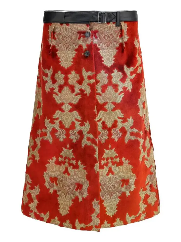 Undercover Leather-trimmed Skirt - Red