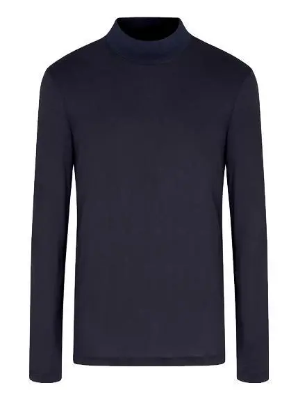 Giorgio Armani Viscose Jersey Mock-neck Jumper - Blue