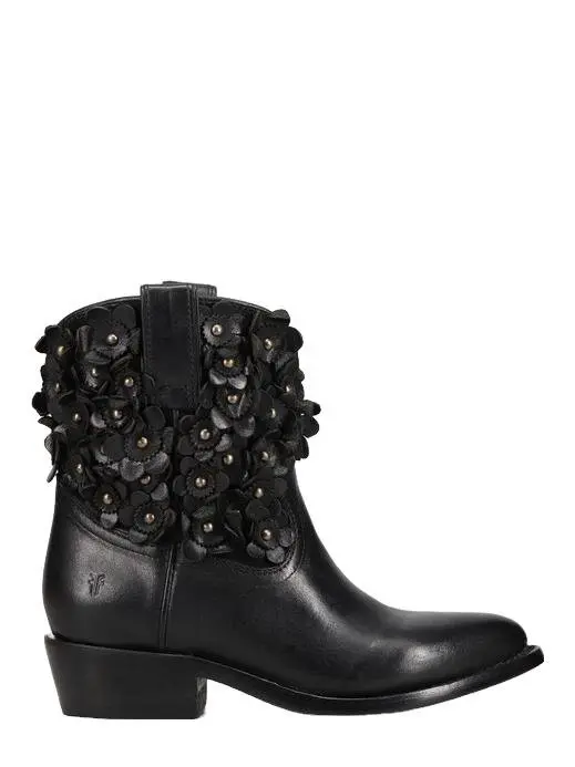 THE FRYE COMPANY Billy Flower Leather Booties - Black