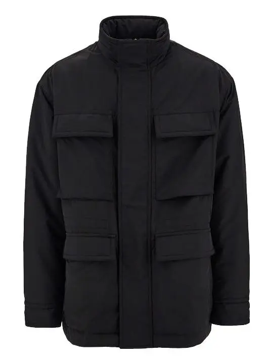 FERRAGAMO Technical Faille Caban Overcoat - Black