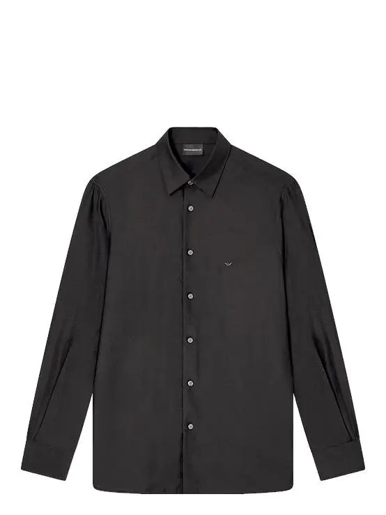 Emporio Armani Silk-blend Modal Shirt - Black