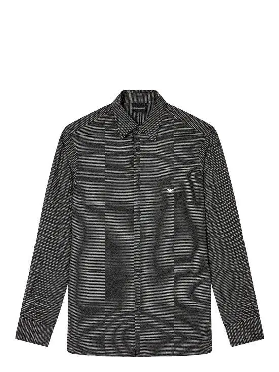 Emporio Armani Lyocell Shirt With A Patterned Print - Black