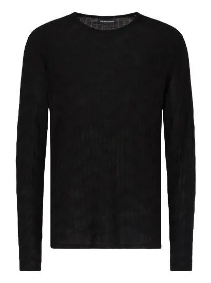 Emporio Armani Patterned Knit Wool And Silk Blend Jumper - Black