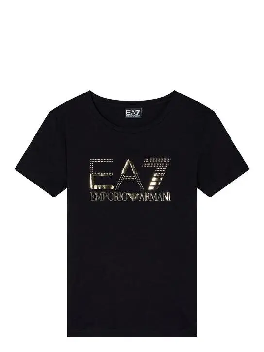 EA7 Logo Series Stretch-jersey Crew-neck T-shirt - Black