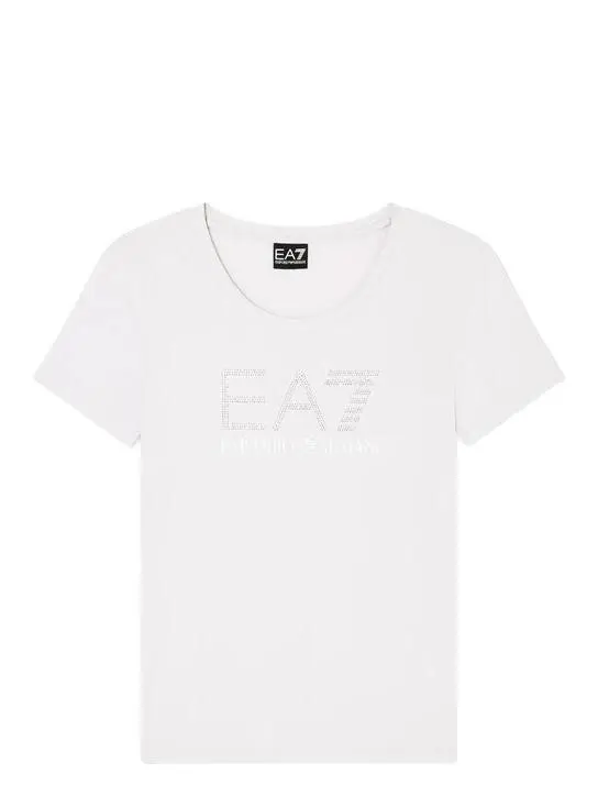 EA7 Logo Series Stretch-jersey T-shirt - Natural