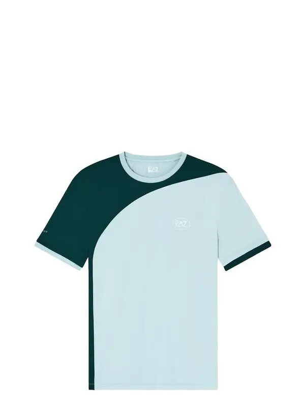 Emporio Armani Tennis Pro Crew-neck T-shirt In Ventus7 Technical Fabric - Blue