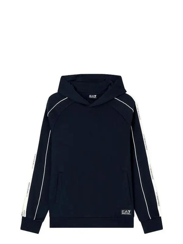 Emporio Armani Cotton-blend Hooded Logo Series Sweatshirt - Navy