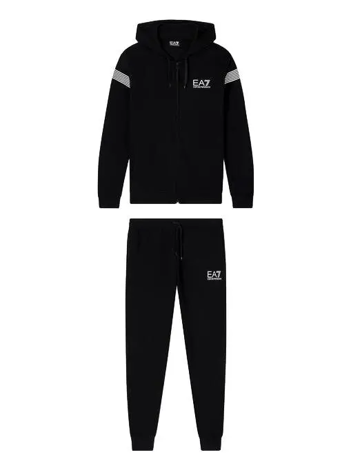 Emporio Armani Asv 7 Lines Cotton-blend Jersey Tracksuit - Black