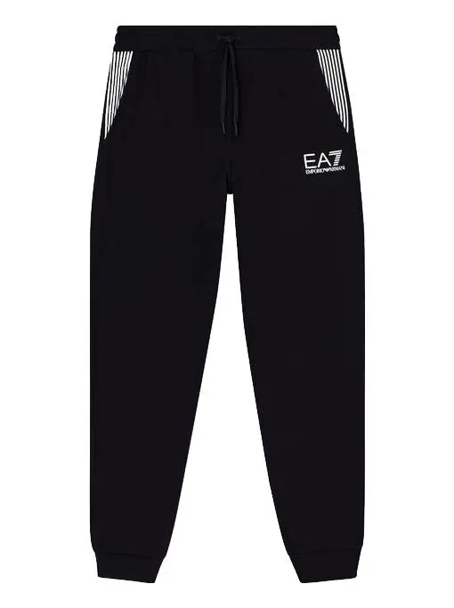 Emporio Armani Asv 7 Lines Cotton-blend Joggers - Black