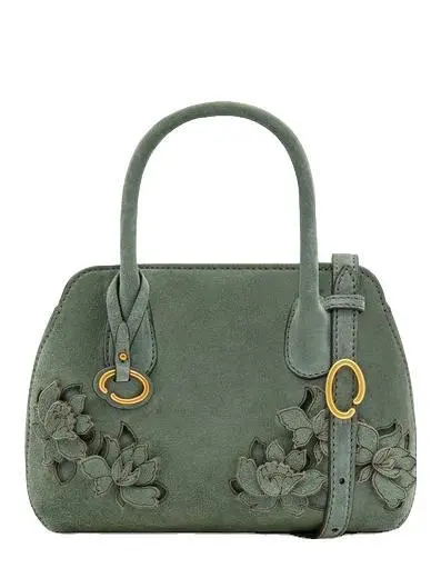 Oscar De La Renta The Mini Ivy Handbag In Suede - Natural