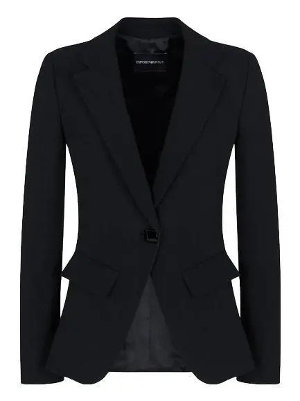 Emporio Armani Single-breasted Cady Crêpe Blazer - Black