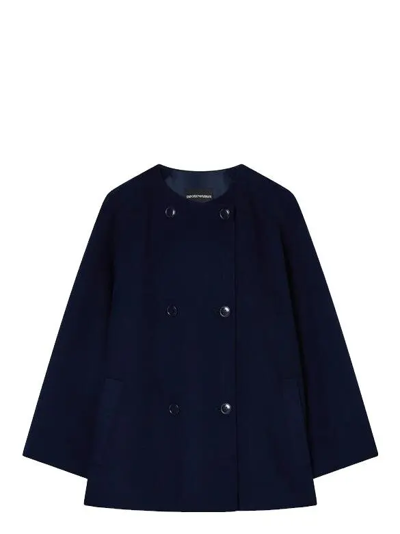 Emporio Armani Double-breasted Wool And Cashmere Pea Coat - Blue / Navy