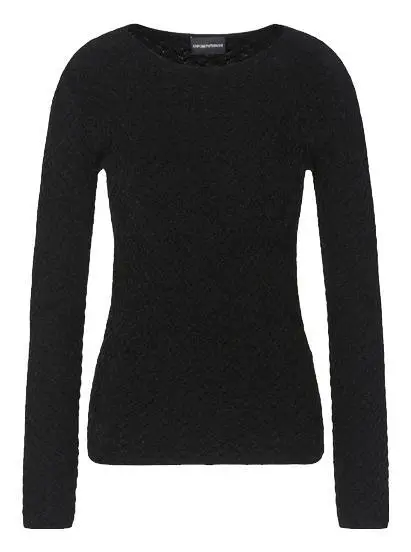 Emporio Armani Embossed Chevron Chenille Jumper - Black