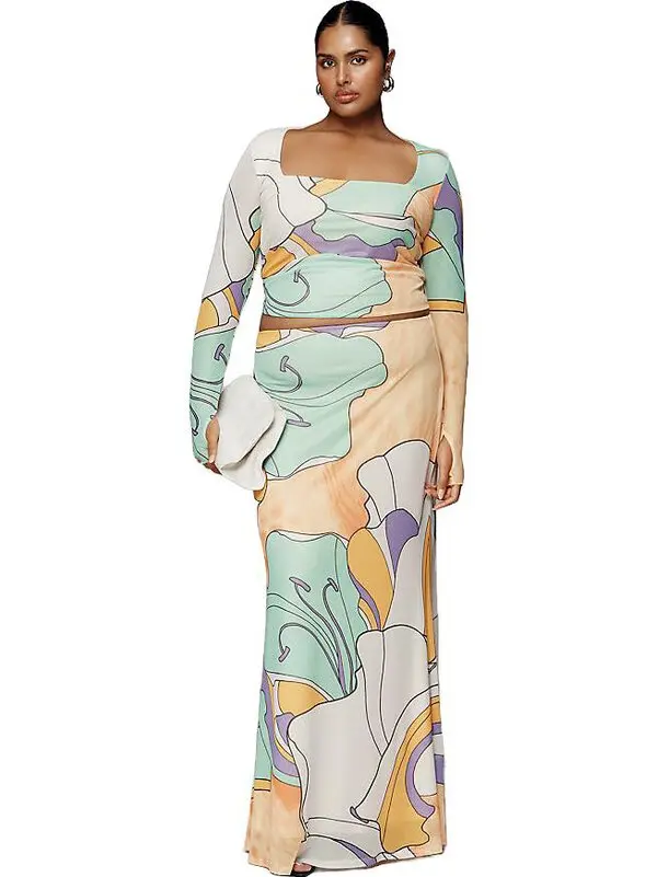 AFRM Tegan Power Mesh Maxi Skirt - Scarf Floral