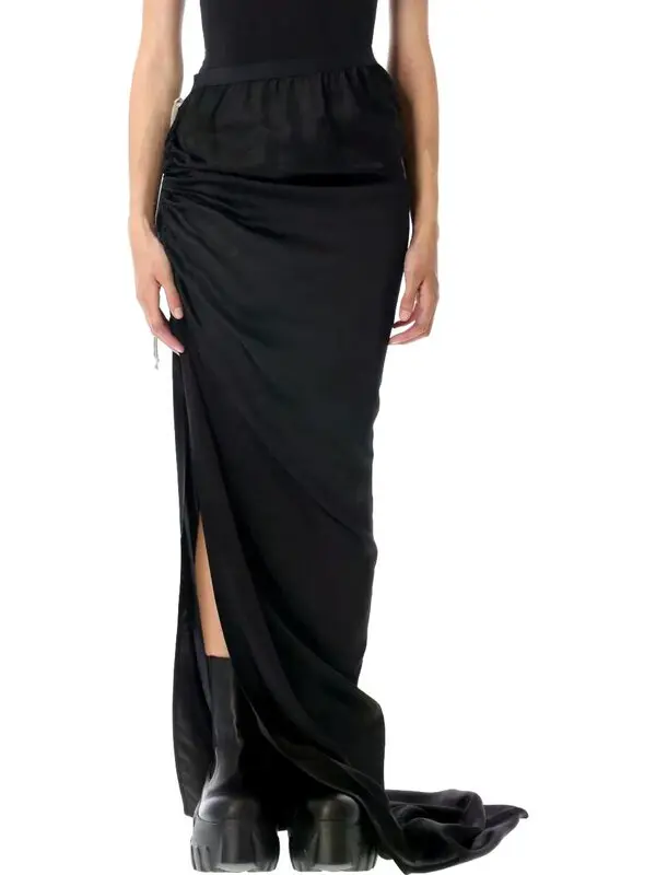 Rick Owens Drawstring Side-slit Maxi Skirt - Black