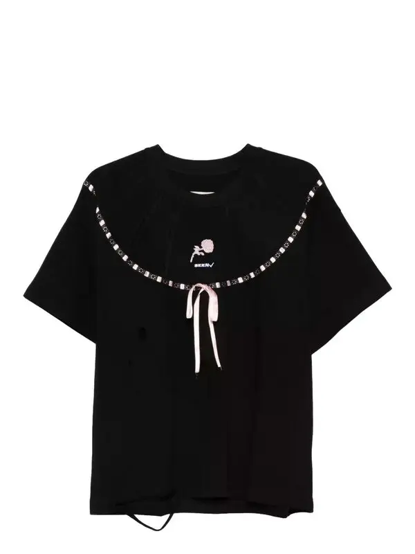 SEEN USERS Altered Dreamwear Embellished-bow T-shirt - Black