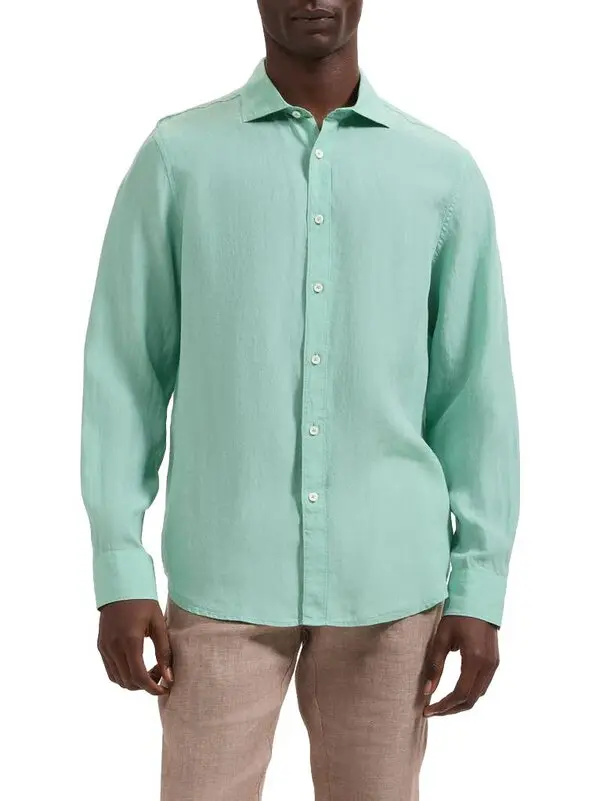 Bugatchi Axel Shaped Fit Linen Button-up Shirt - Menthol