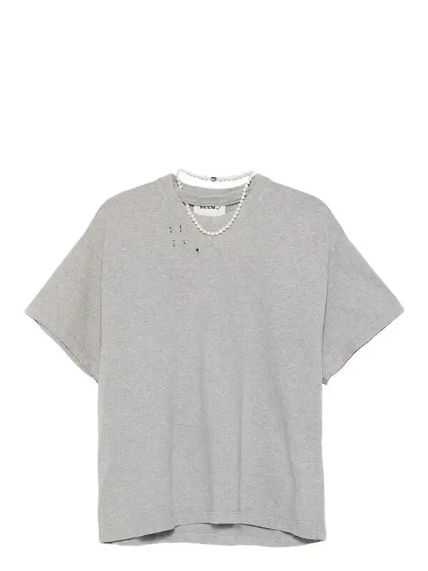 SEEN USERS Pearls Disruption Distressed Short-sleeve T-shirt - Grey