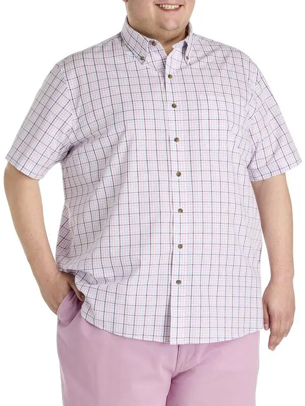 HARBOR BAY BY DXL Big & Tall Easy-care Check Sport Shirt - Pink Multi