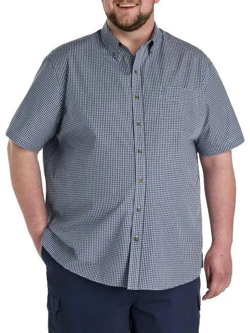 HARBOR BAY BY DXL Big & Tall Easy-care Check Sport Shirt - Blue