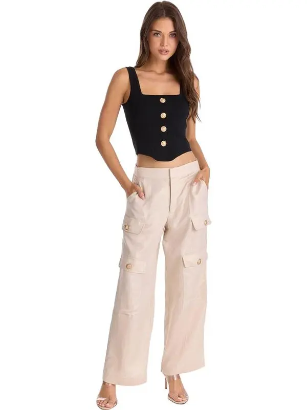 THE NOLI SHOP Milan Linen Shimmer Cargo Pant - Gilded Beige
