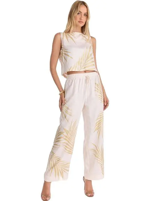 THE NOLI SHOP Sola Linen Pant - Gold Palm
