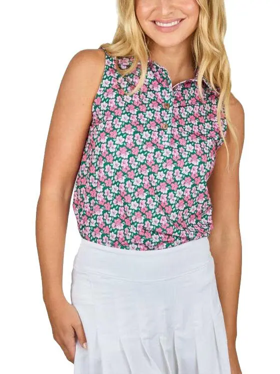 Kenny Flowers The Azaleas Ladies Sleeveless Golf Polo - Pink