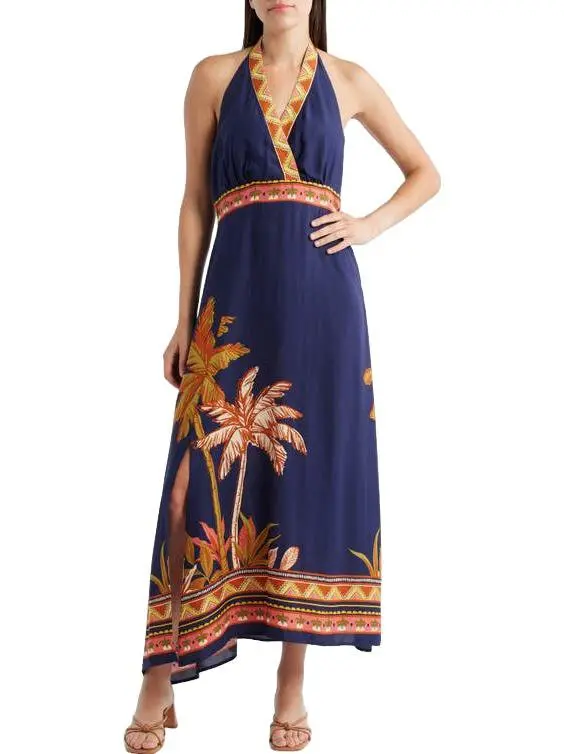 Halogen Knotted Tie Bar Maxi Dress - Classic Navy
