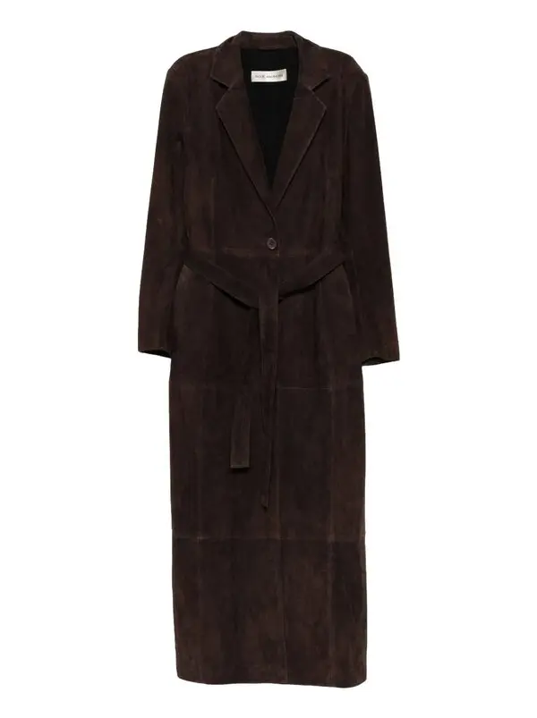 Nour Hammour Vesper Belted Suede Coat - Brown