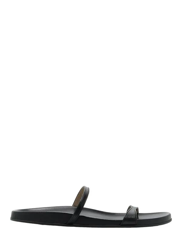 THE ROW Hugh Leather Sandals - Black