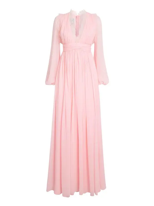 Giambattista Valli Silk Lace-trim Maxi Dress - Pink