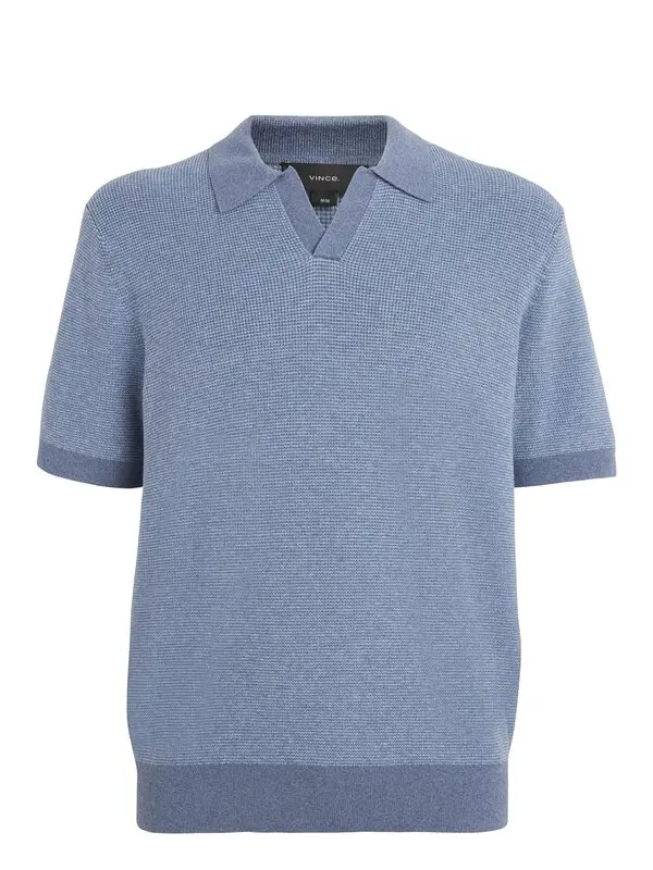 Vince Cotton-cashmere Johnny-collar Polo Shirt - Blue