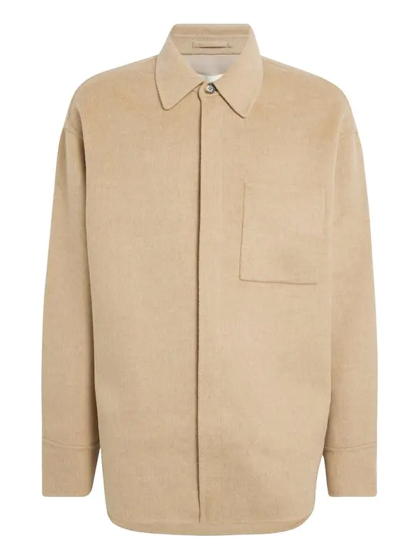 JW Anderson Oversized Wool Shirt Jacket - Beige