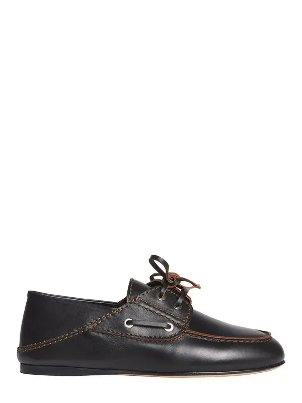 Sandro Leather Boat Shoes - Brown