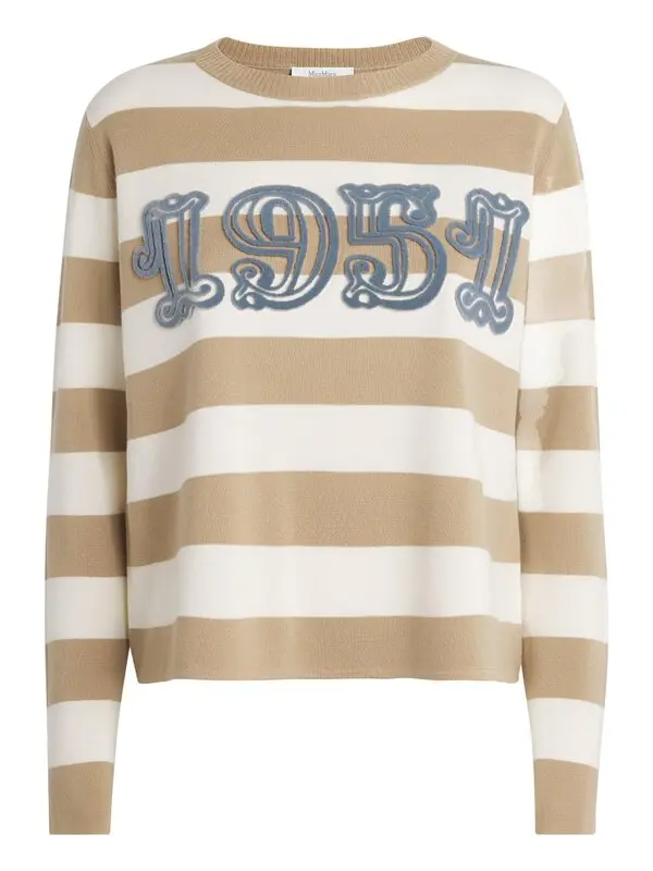 Max Mara Virgin Wool Stripe Sweater - Beige
