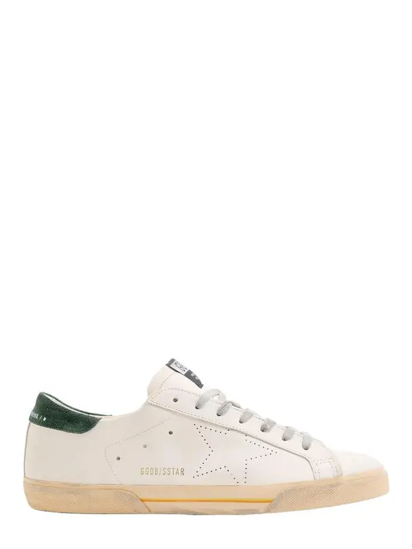Golden Goose Super-star Leather Sneakers - White And Green