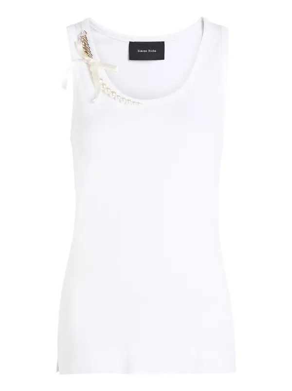 Simone Rocha Pearl Chain Sculpt Cotton Tank - White