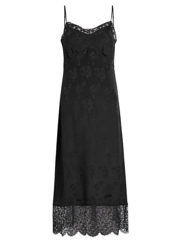 Simone Rocha Floral-jacquard Silk-satin Midi Slip Dress - Black