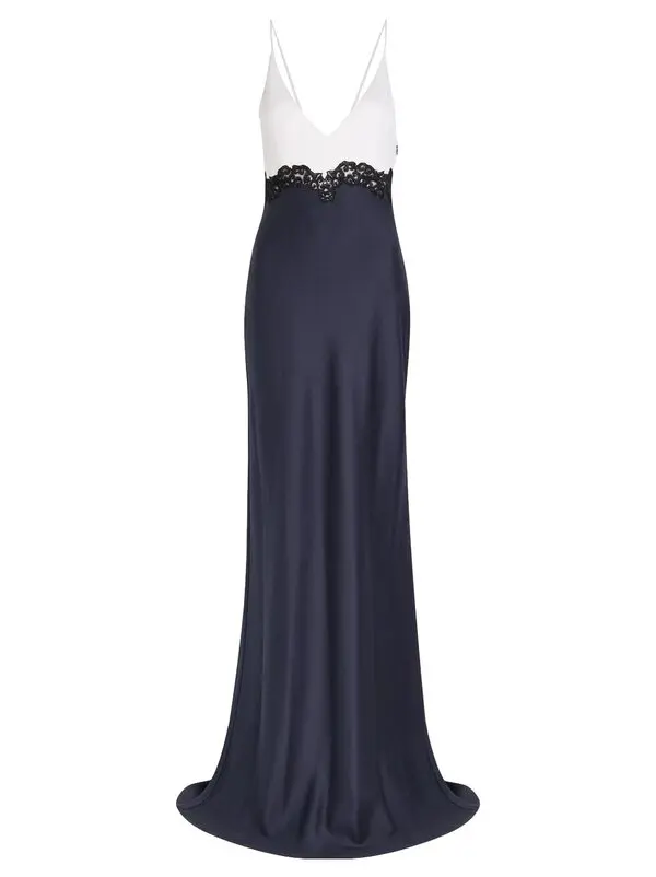 Gabriela Hearst Amaryllis Color-block Silk-crepe Maxi Dress - Navy