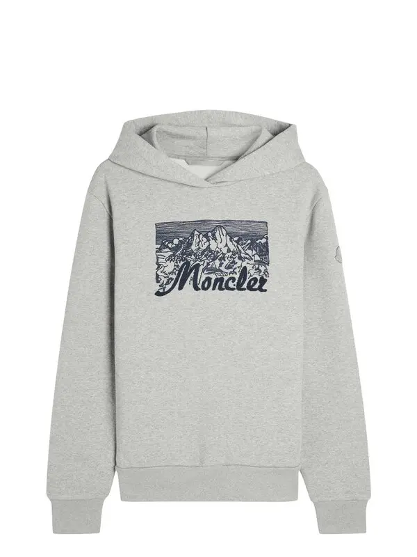 Moncler Embroidered Hooded Cotton Sweatshirt - Grey