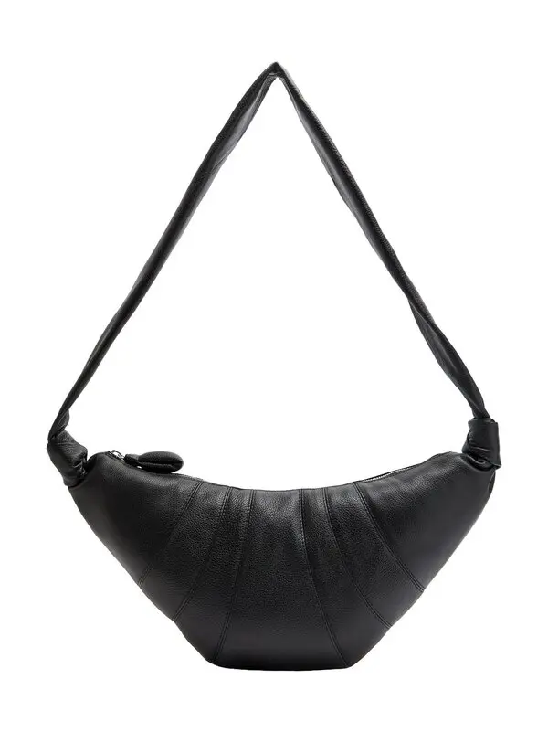 LEMAIRE Medium Croissant Grained Leather Shoulder Bag - Black