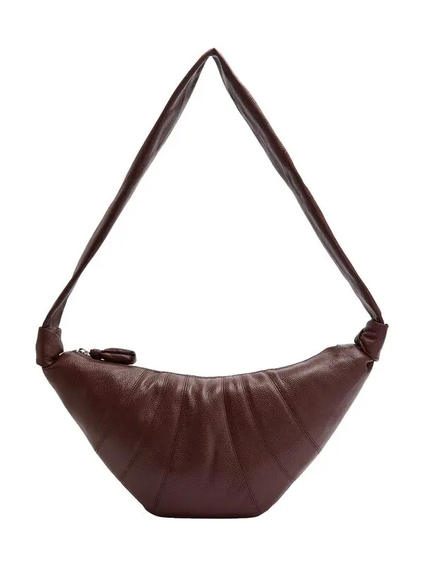 LEMAIRE Medium Croissant Grained Leather Shoulder Bag - Brown