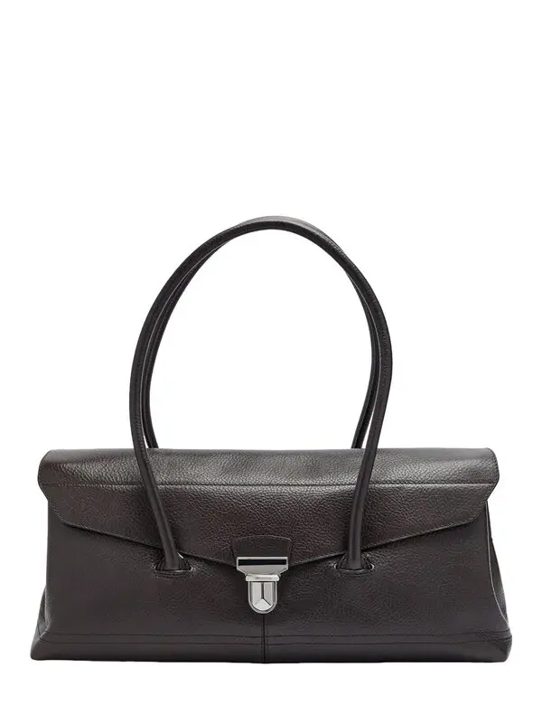 LEMAIRE Grained Leather Shoulder Bag - Chocolate