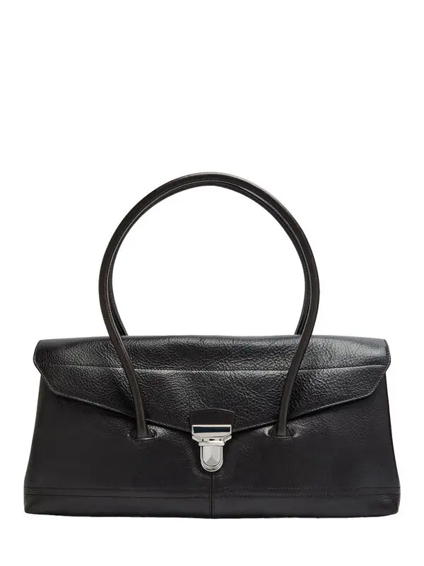 LEMAIRE Grained Leather Shoulder Bag - Dark Brown