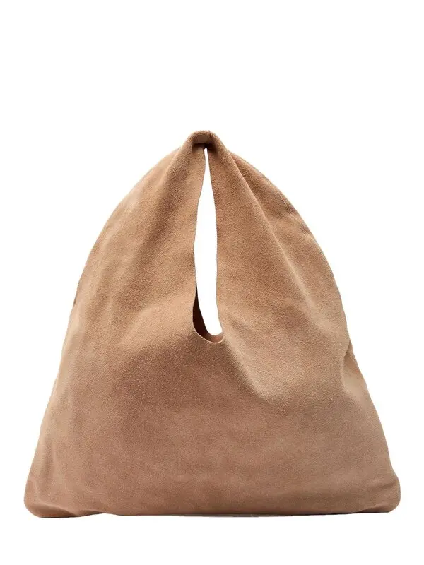 THE ROW Small Bindle Suede Top Handle Bag - Beige
